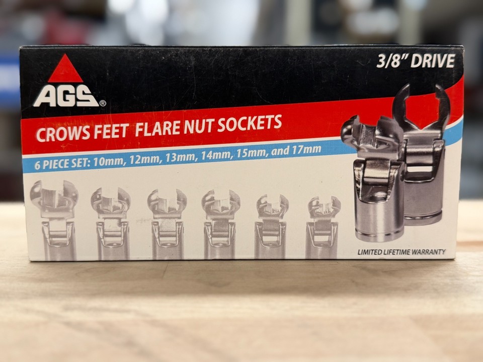AGS Crow's Feet Flare Nut Sockets Six-piece Set Metric 3/8 Drive ...