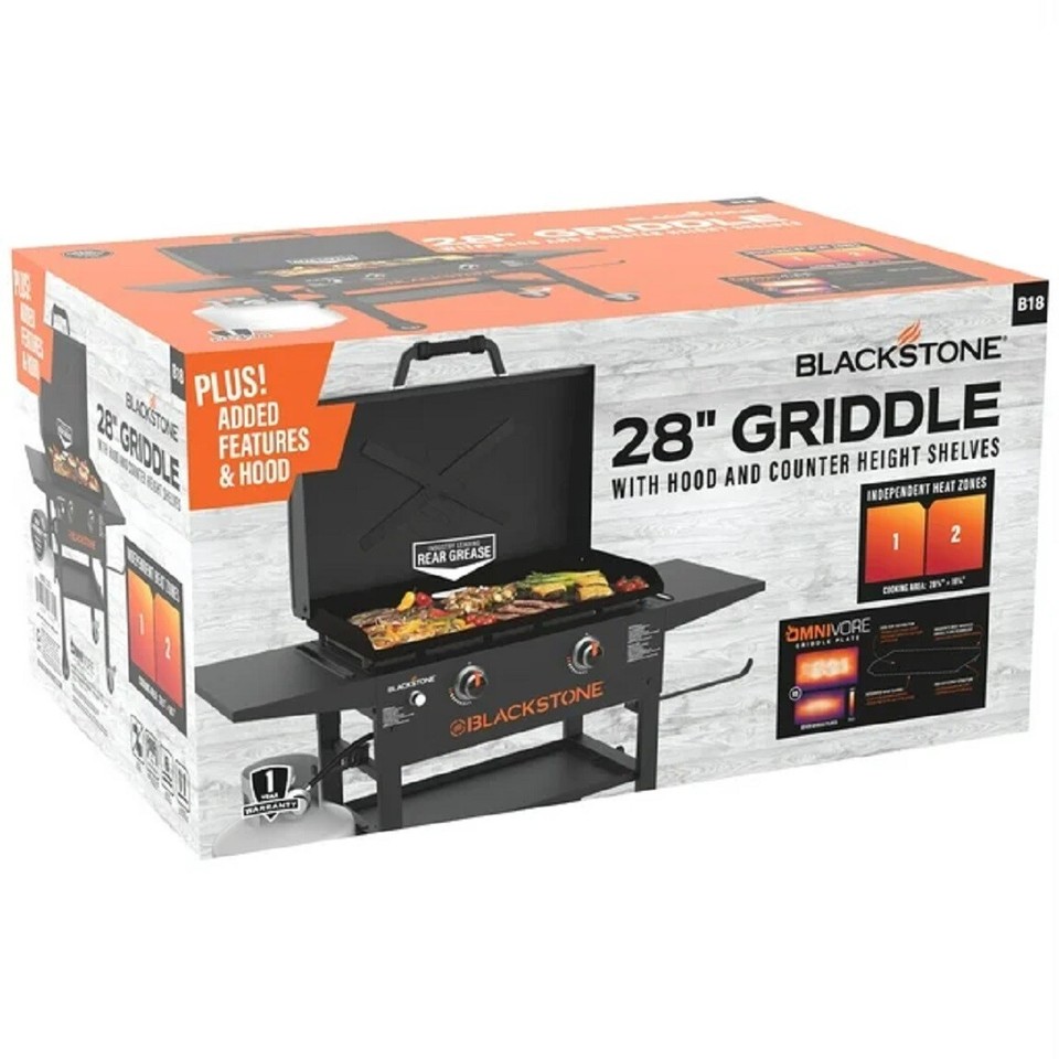 Blackstone 2325 2-Burner 28" Propane Griddle With Hood & Omnivore ...