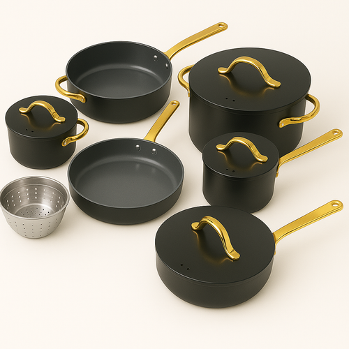 Member's Mark 11-Pc Nonstick Ceramic Cookware Set Black Pots & Pans ...