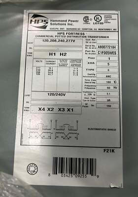 HPS C1F005WES Transformer POTTED 1PH 5KV 120/208/240/277-120/240V 60Hz ...