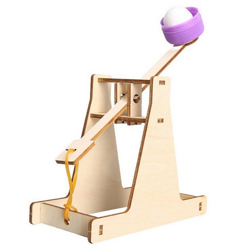 DIY Assembly Wooden Trebuchet Catapult Vehicle Model Kits Children Kids ...