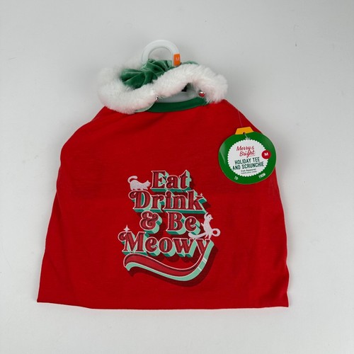 Ugly Christmas Sweater Cat Apparel Holiday T-Shirt/Scrunchie Size M ...
