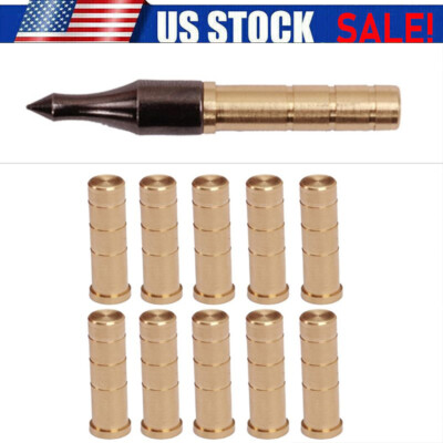 12pcs 50 Grain Brass Heavy Weight Arrow Inserts Base Archery ID6.2mm ...