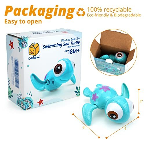 DUCKBOXX XX Bath Toys Wind up Swimming Sea Turtles for Kids 18M+ Blue ...