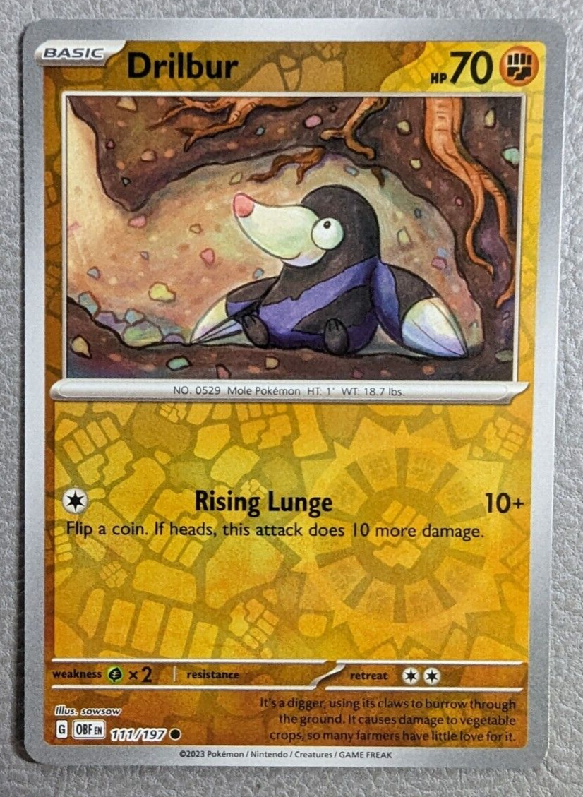 Drilbur Reverse Holo NM OBF 111/197 Obsidian Flames Pokemon Card | eBay