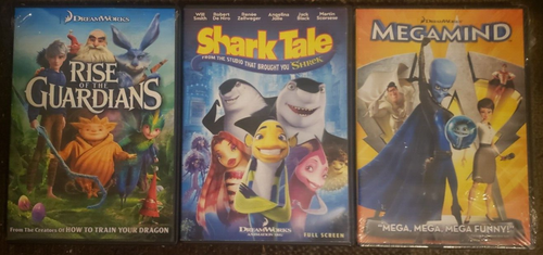Lot of 3 Dreamworks Kids DVDs Children & Family Movies Megamind Shark ...