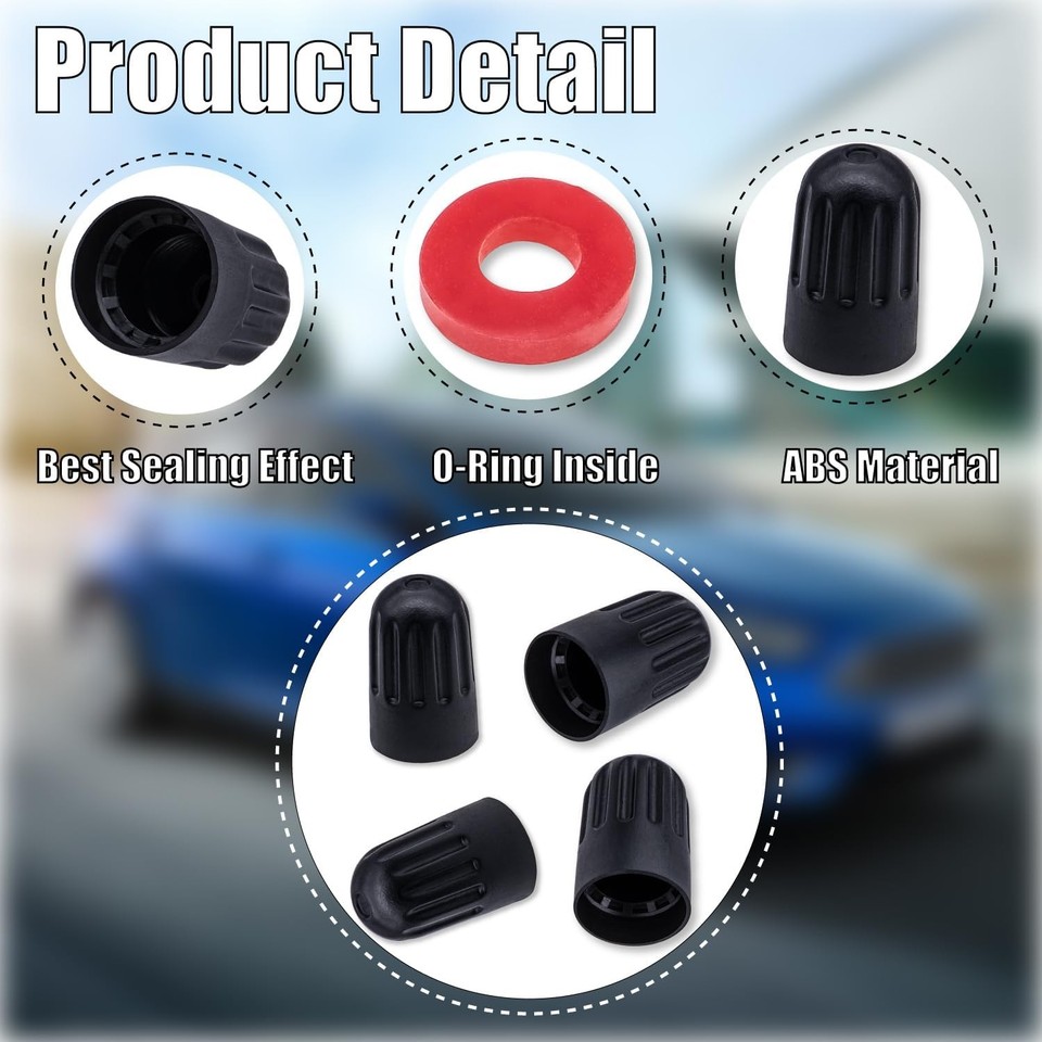 10PCS TPMS Tire Valve Long Stem Caps, Black Plastic 10 pcs, TPMS-Black ...