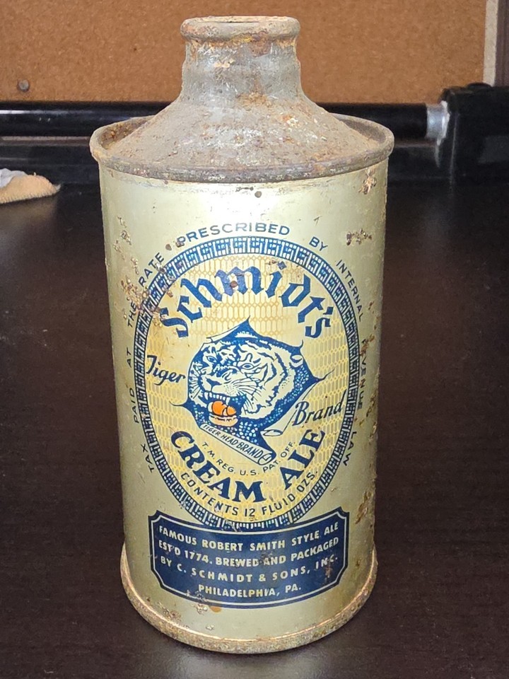 Schmidt's Cream Ale "Silver Noggin" J-spout Cone Top Beer Can, IRTP | eBay