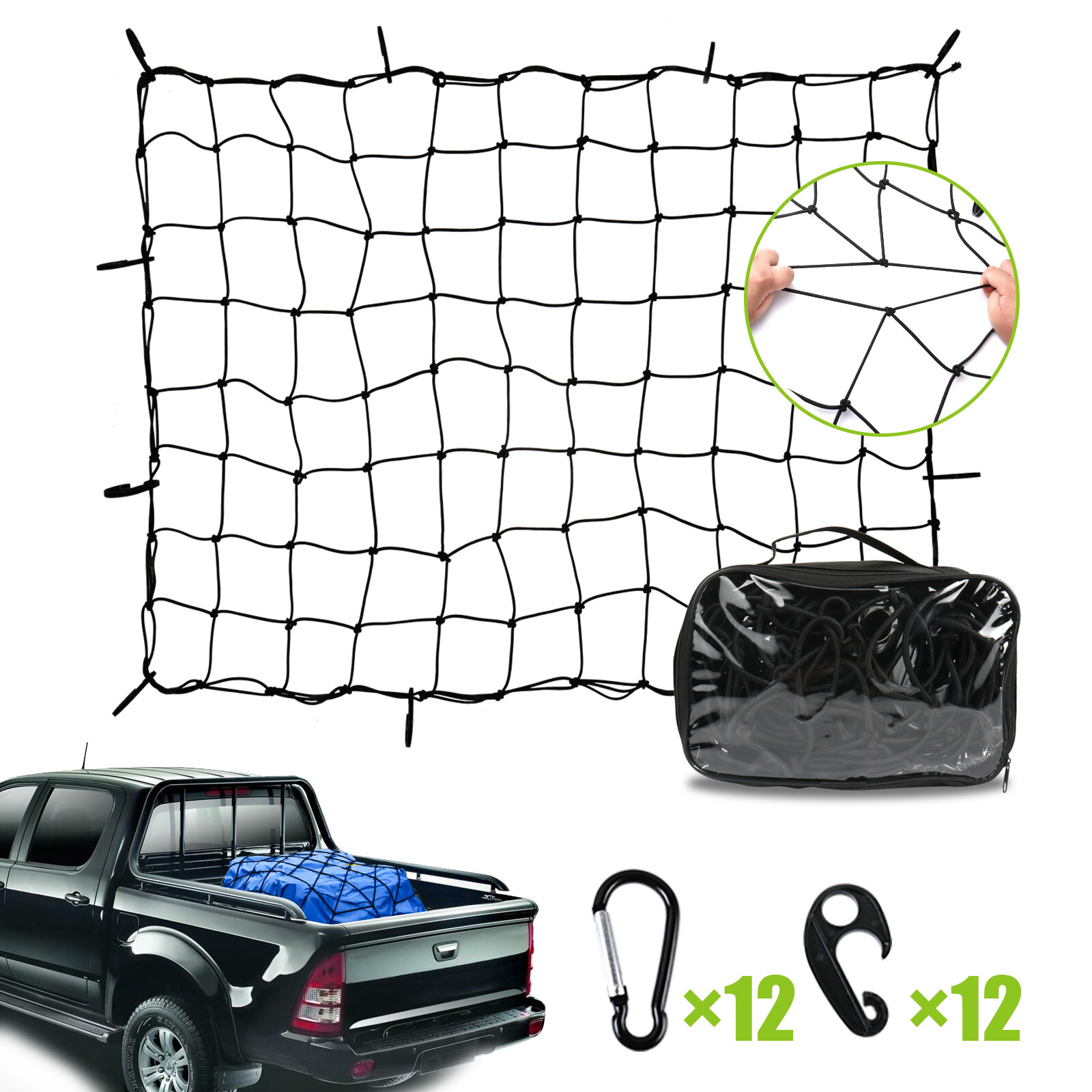 3*4 Roof Rack Cargo Net&Mesh Bungee Net Stretches to 6'*8 fit Rooftop ...