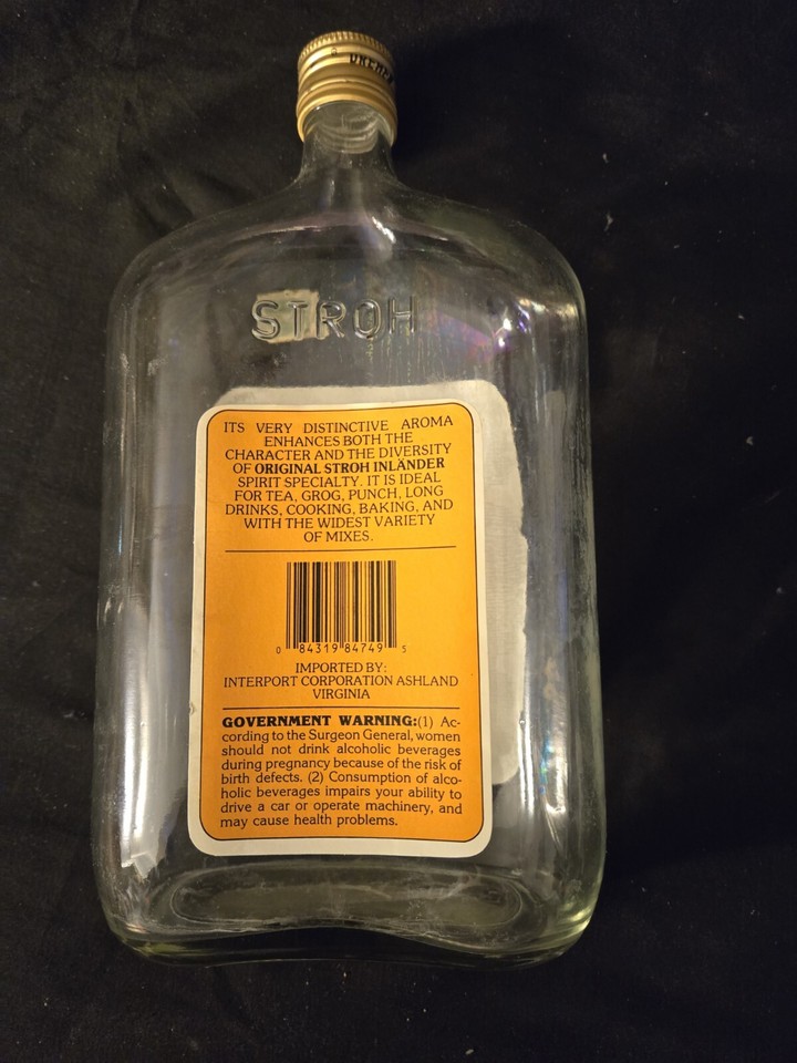 Vintage Stroh Rum Inlander Liquor Bottle Empty Sebastian Stroh 80% ...