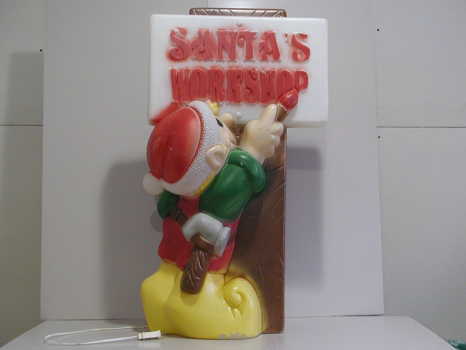Vintage General Foam Elf Santa's Workshop Lighted Christmas Blow Mold ...