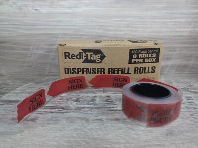 Redi-Tag Sign Here Arrow Message Page Flag Refills Red 6 Rolls of 120 ...