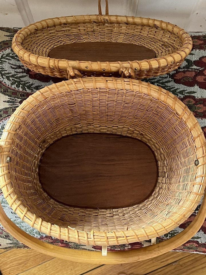 Vintage Nantucket Basket Purse W/ Faux Scrimshaw Whale Motif | eBay
