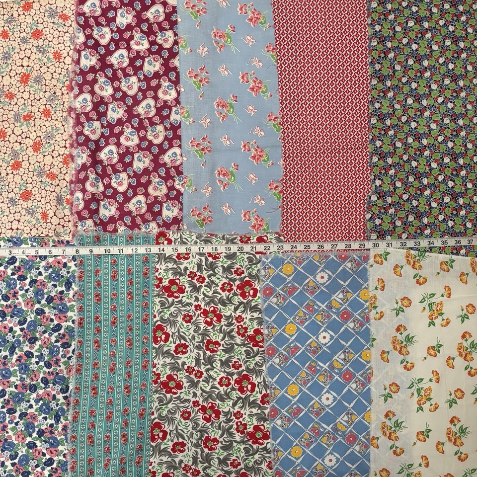 Vtg Lot 23 Partial Feed Sack Fabric Floral Geometric 1930s-40s Textiles ...