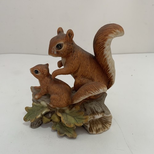 Vintage Squirrels Sitting on Oak Leaf with Acorns-Porcelain Figurine by ...