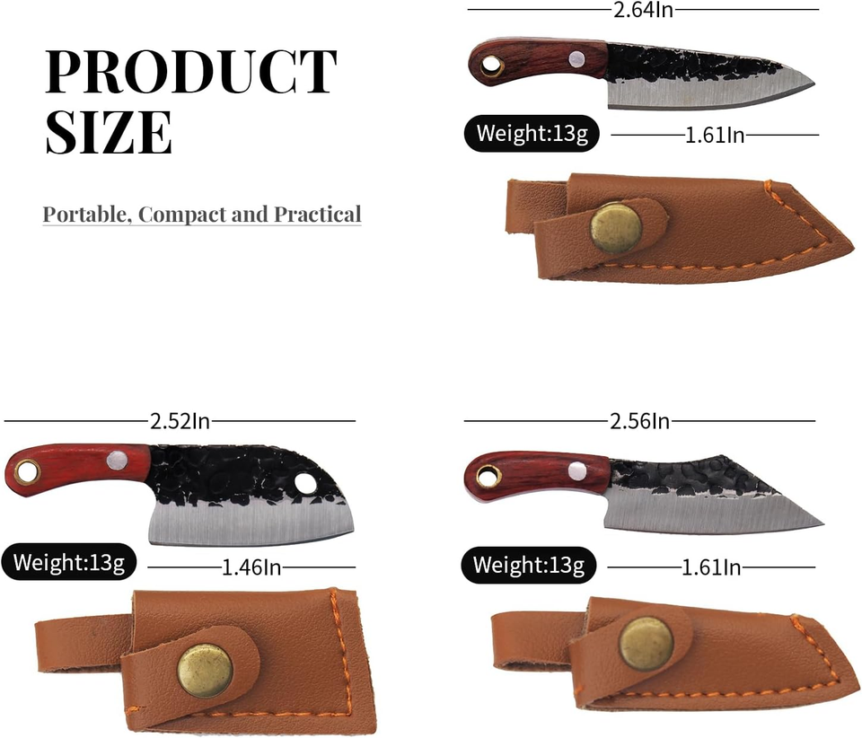Mini Knife Set, Pocket Knife with Sharpener, Tiny Knife Cleaver ...