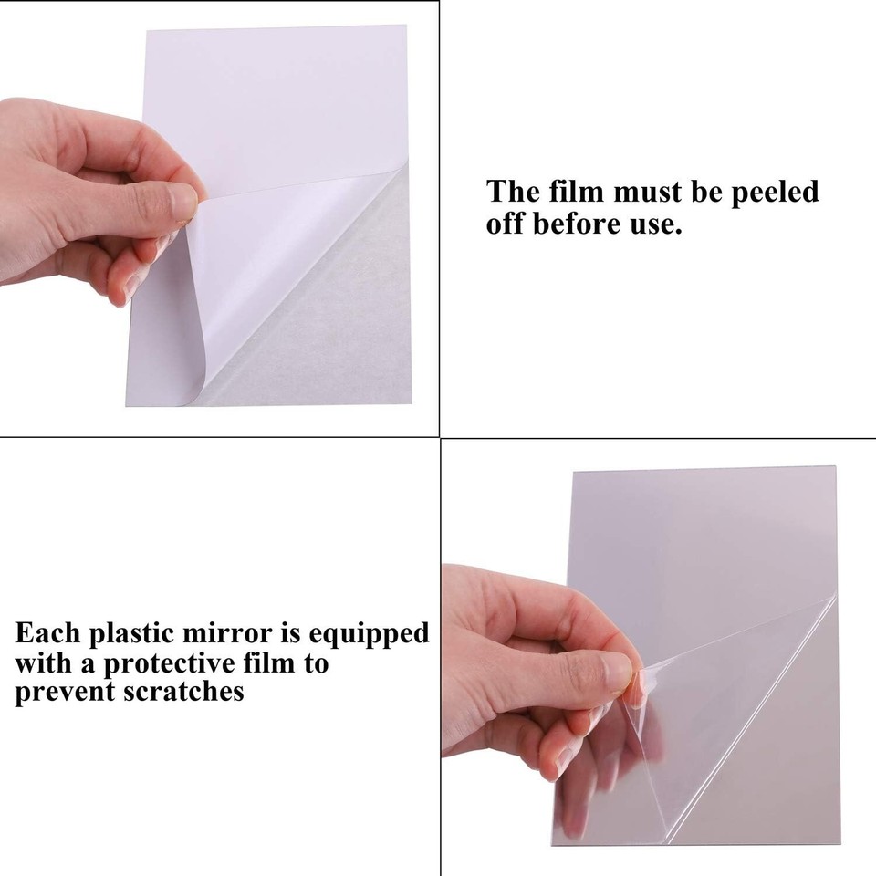 12 Pack Mirrors Plastic Mirror Decor Flexible Mirror Sheets Self ...