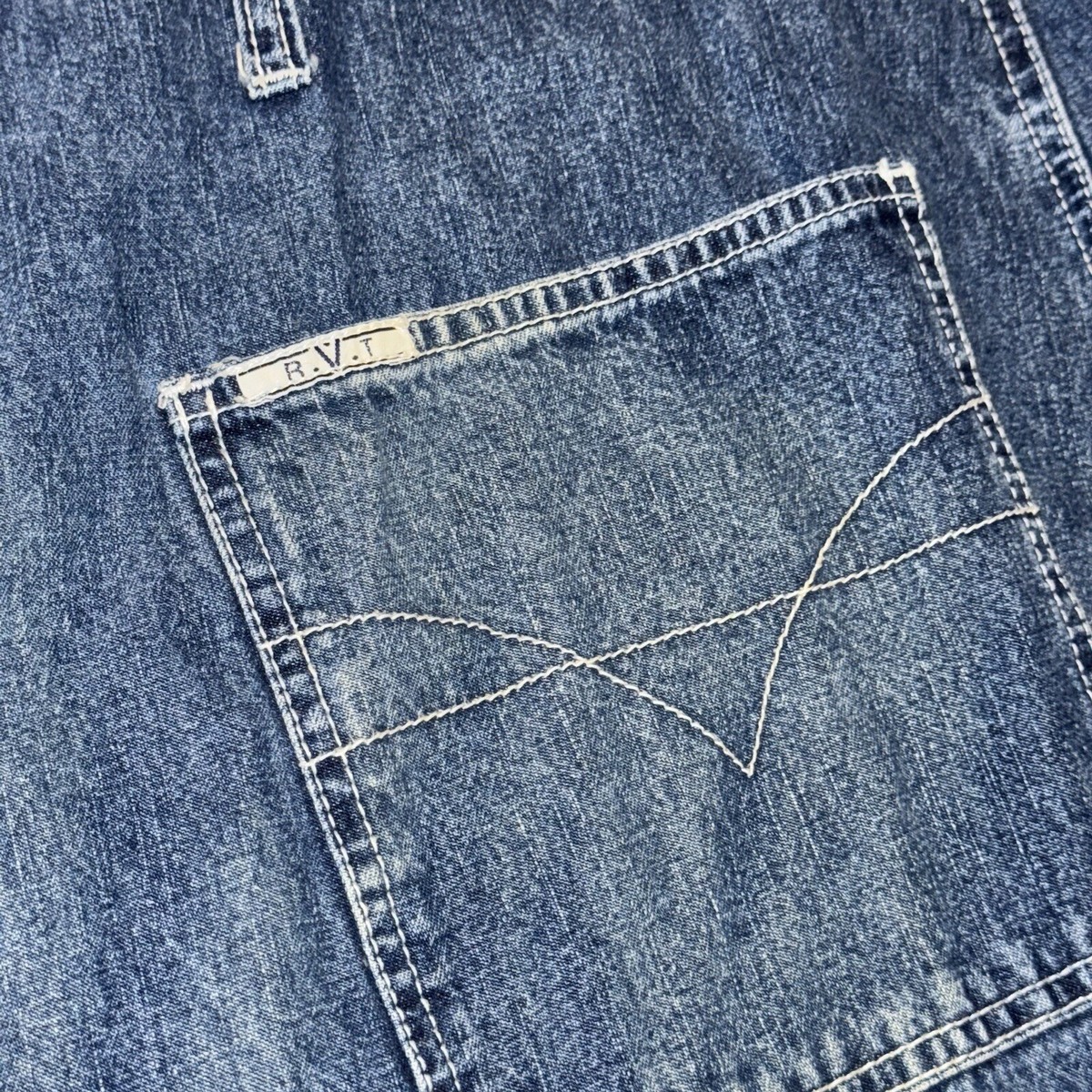 Vintage RVT Denim Bib Overalls Womens 18 Distressed Blue Vintage RVT Denim Bib Overalls Womens 18 Distressed Blue