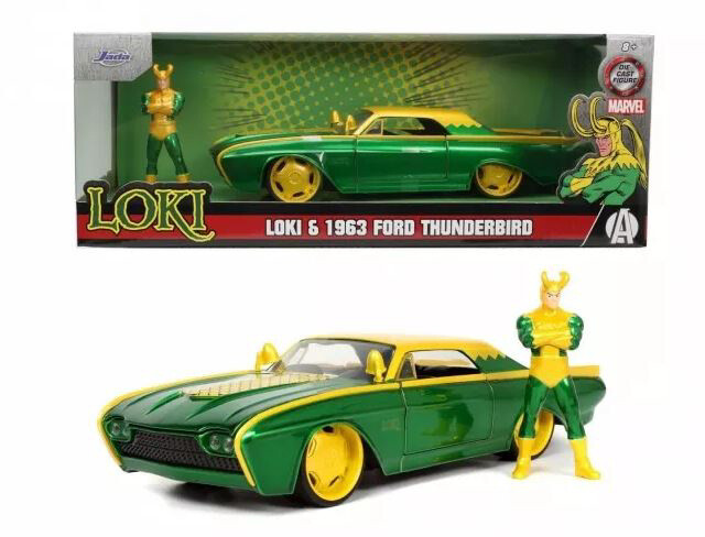 Model Car Film Jada Ford Thunderbird 1963 Marvel Loki 1:24 Movie Models ...
