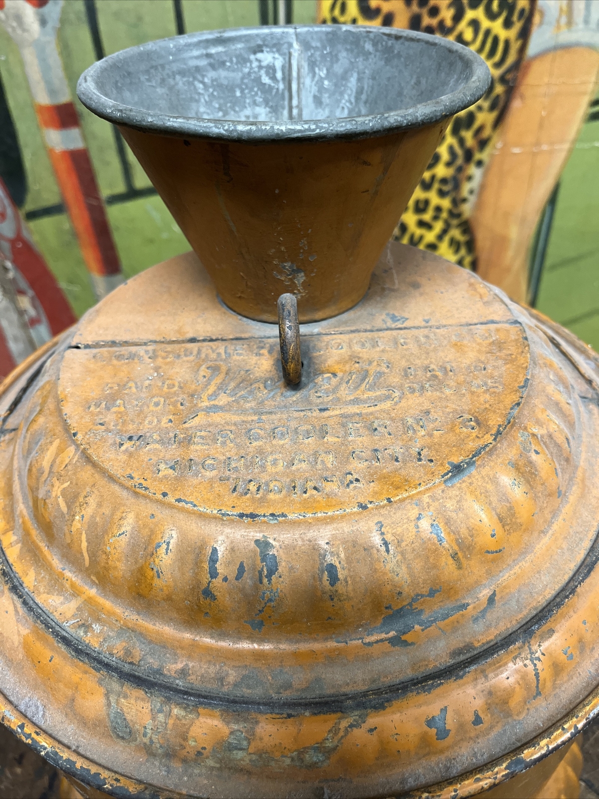 VINTAGE C. 1902 GOLDEN ORANGEADE SODA DISPENSER SIGN COKE 7UP PEPSI ...