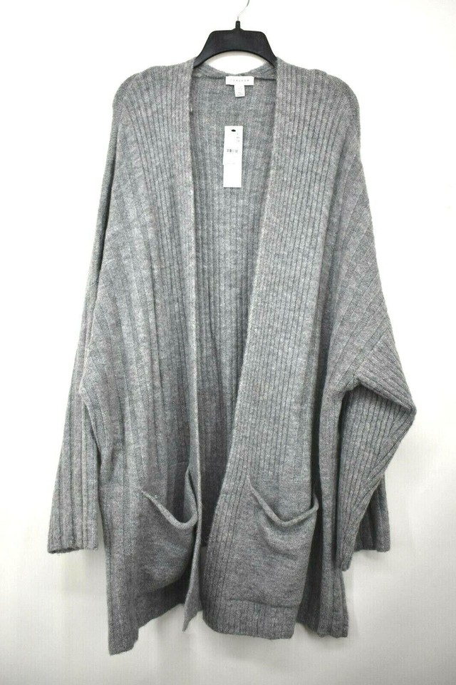 Topshop Womens Long Cardigan Sweater Open Front Chunky Ribbed Swing Fit ...