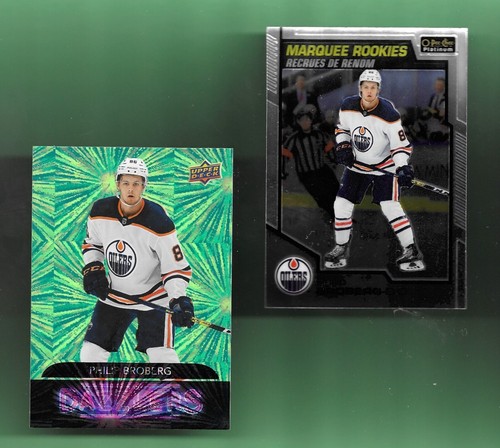 BOTH! PHILIP BROBERG-EDMONTON OILERS ROOKIE RC LOT! 20-21 OPC PLATINUM ...