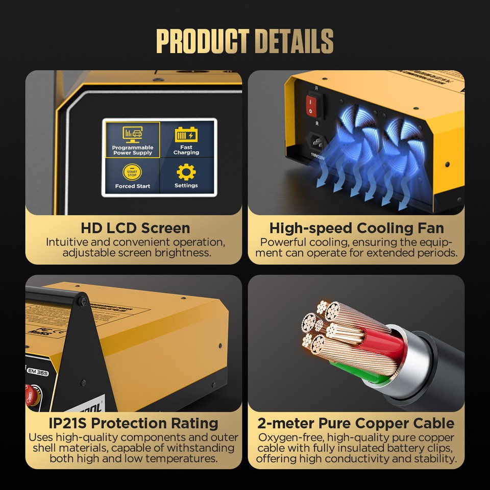 AUTOOL EM365 Auto Programming Power Stabilizer Battery Charger Jump ...