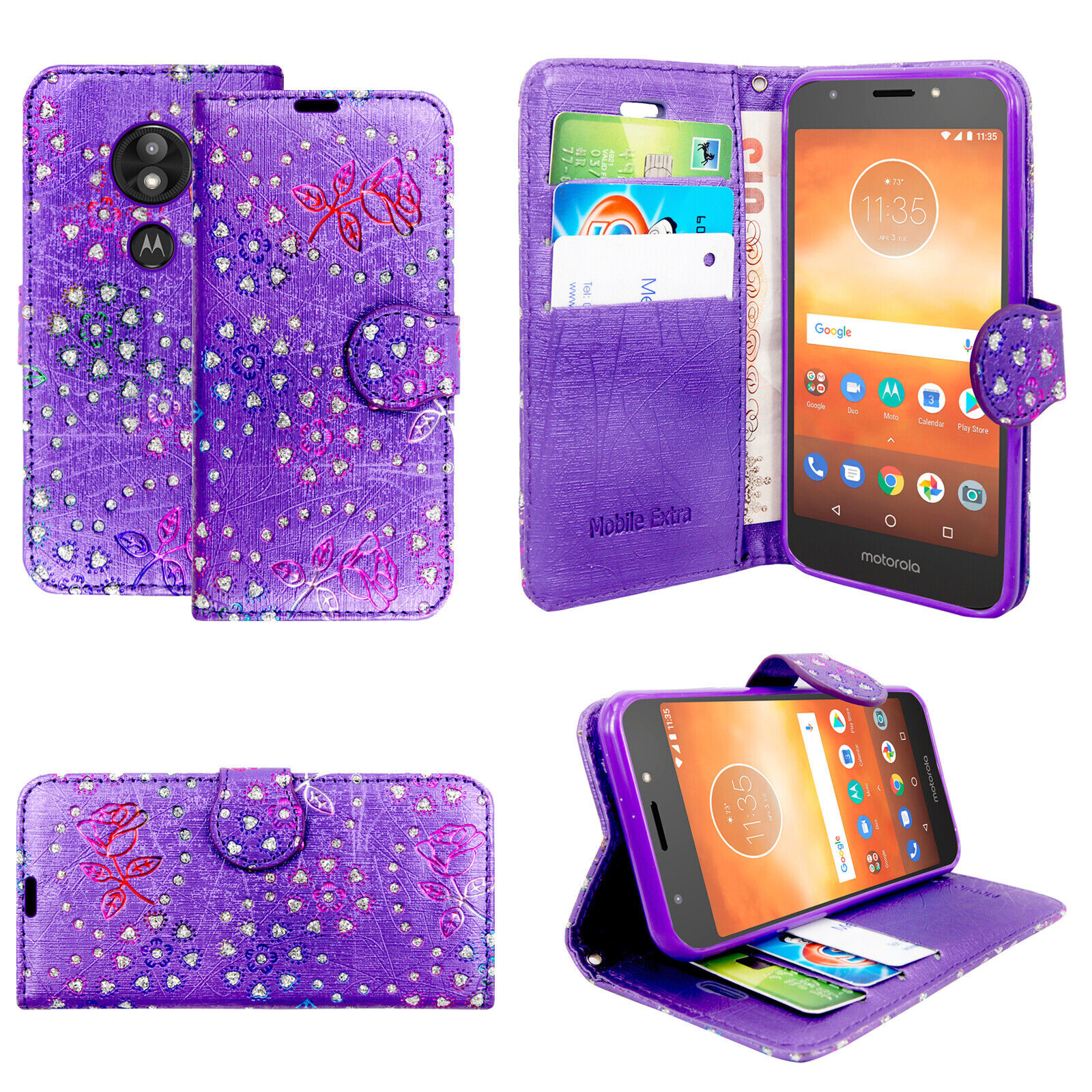 Case For Motorola Moto E7 E6s E5 Play E4 Plus E3 Flip Wallet Leather ...