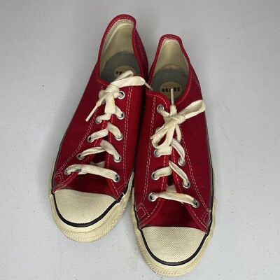 Vintage 60s 50s CONVERSE Chuck Taylor Star RED Size 9 Low RARE USA ...