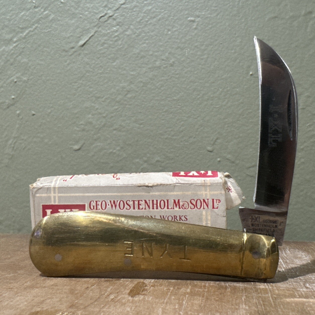 NEW VTG George Wostenholm IXL Tyne Brass Folding Pocket Knife Sheffield ...