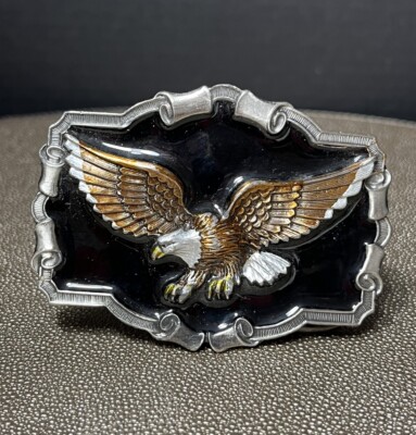 Bald Eagle Belt Buckle Great American Buckle Co Pewter VTG 1983 Enamel ...