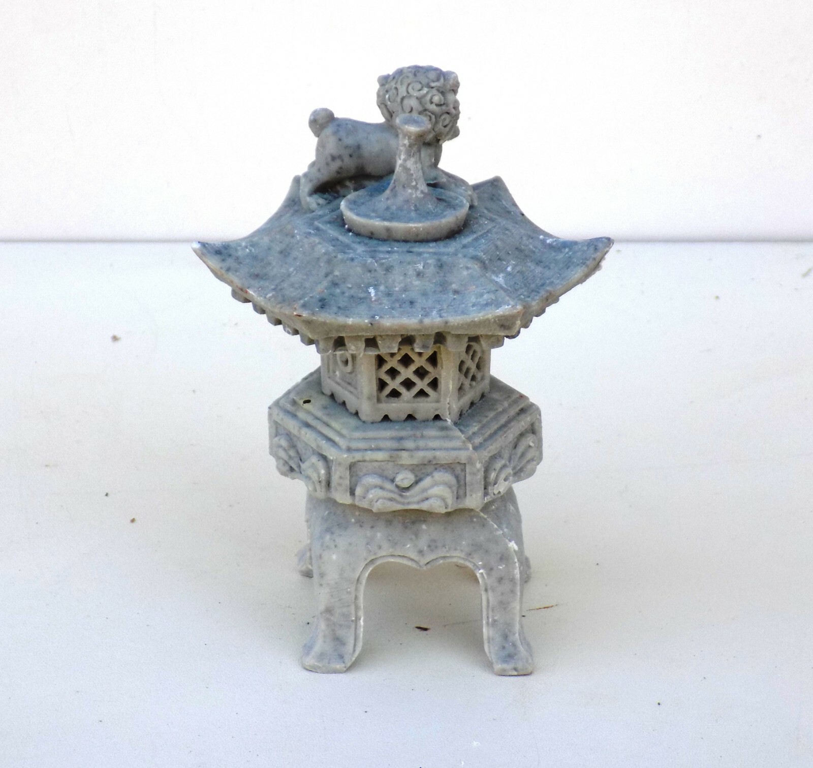 4" Granite Poly Stone Chinese Fu Foo Dog Lion Bonsai Zen Yukimi Lantern ...