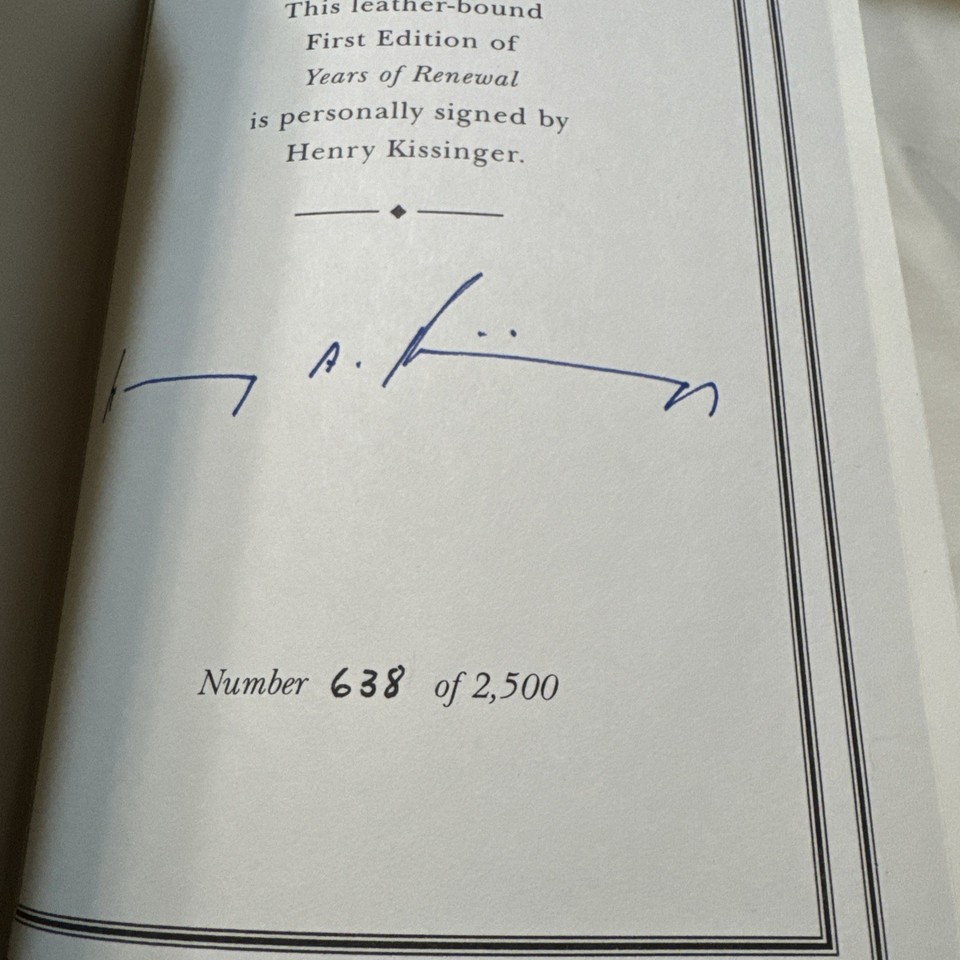 Henry Kissinger, Years of Renewal, Signed Leather First Edition by ...