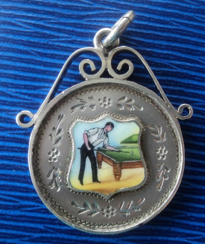 Sterling Silver & Enamel Fob Medal Snooker / Billiards / Pool 1924 ...