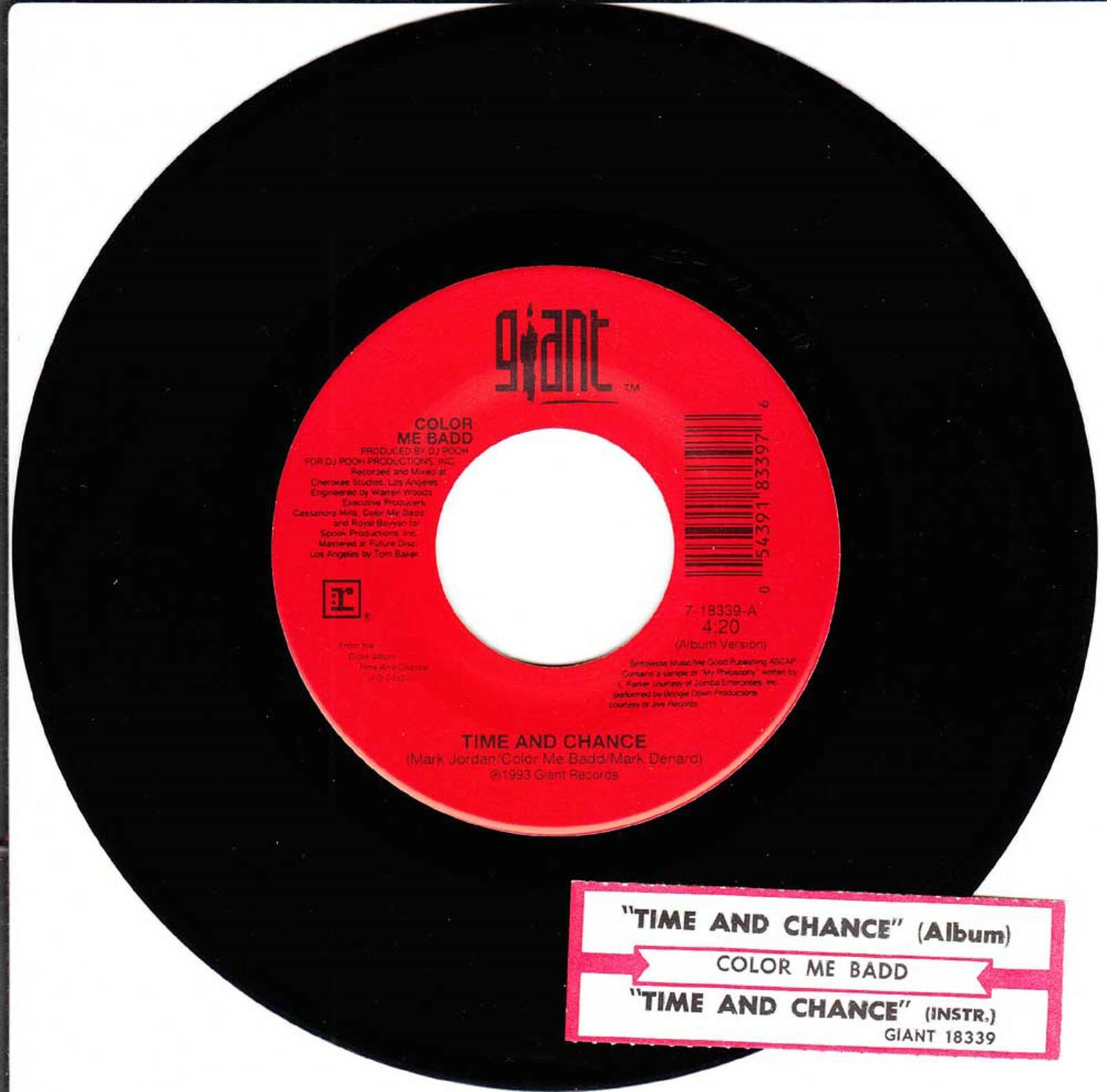 Color Me Badd, Time And Chance (Album)/Time & Chance (Instr.) 45 VG+ ...