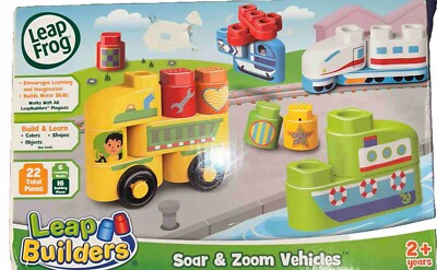 NEW Leap Frog Leap Builders SOAR AND ZOOM VEHICLES 22pc Building Toy ...