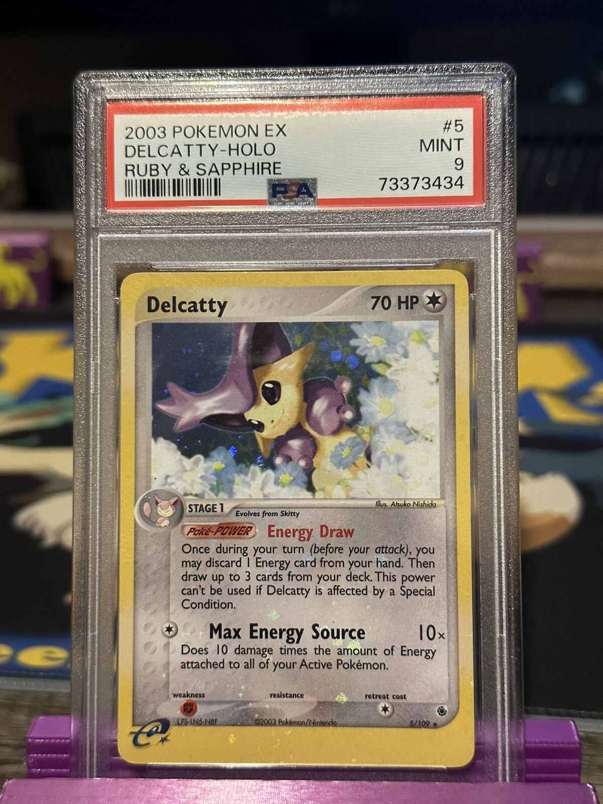 Pokémon TCG Delcatty EX Ruby and Sapphire #5 Holo Rare PSA 9 HOLO Bleed ...