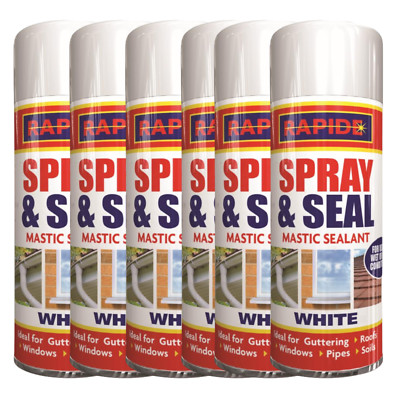 Rapide Spray & Seal Mastic Sealant White 300ml Flexible Cover Cracks ...