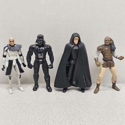 Star Wars Action Figures Luke Skywalker Darth Vader Captain Rex Weequay ...