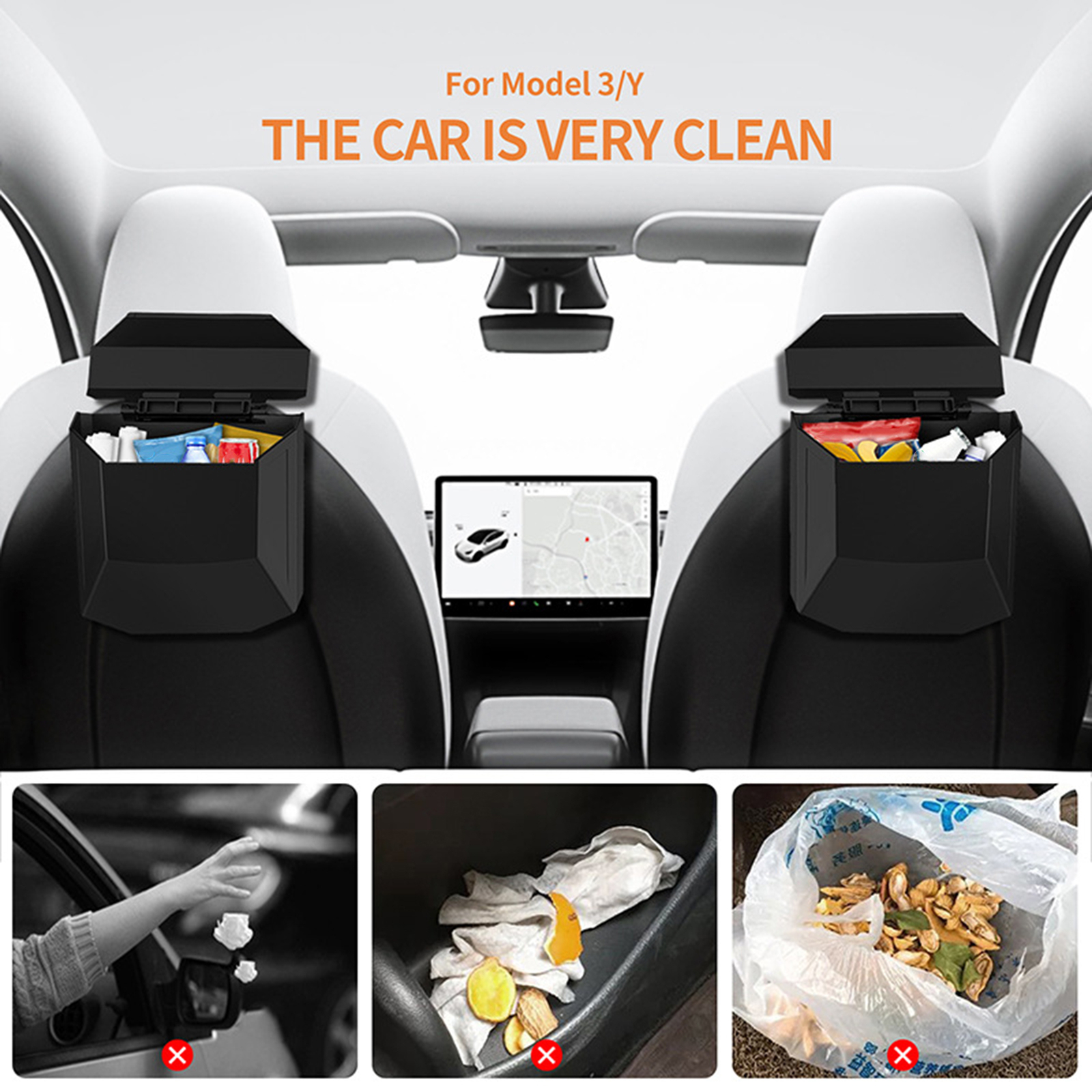 Easy to Clean Car Container Wear-resistant Litter Bag Waterproof Trash ...