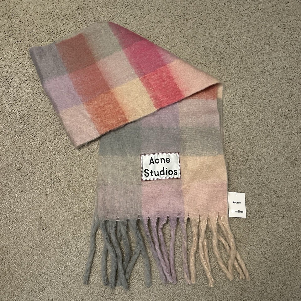 Acne Studios Mohair Checked Scarf | Fuchsia/Lilac/Pink | | eBay UK
