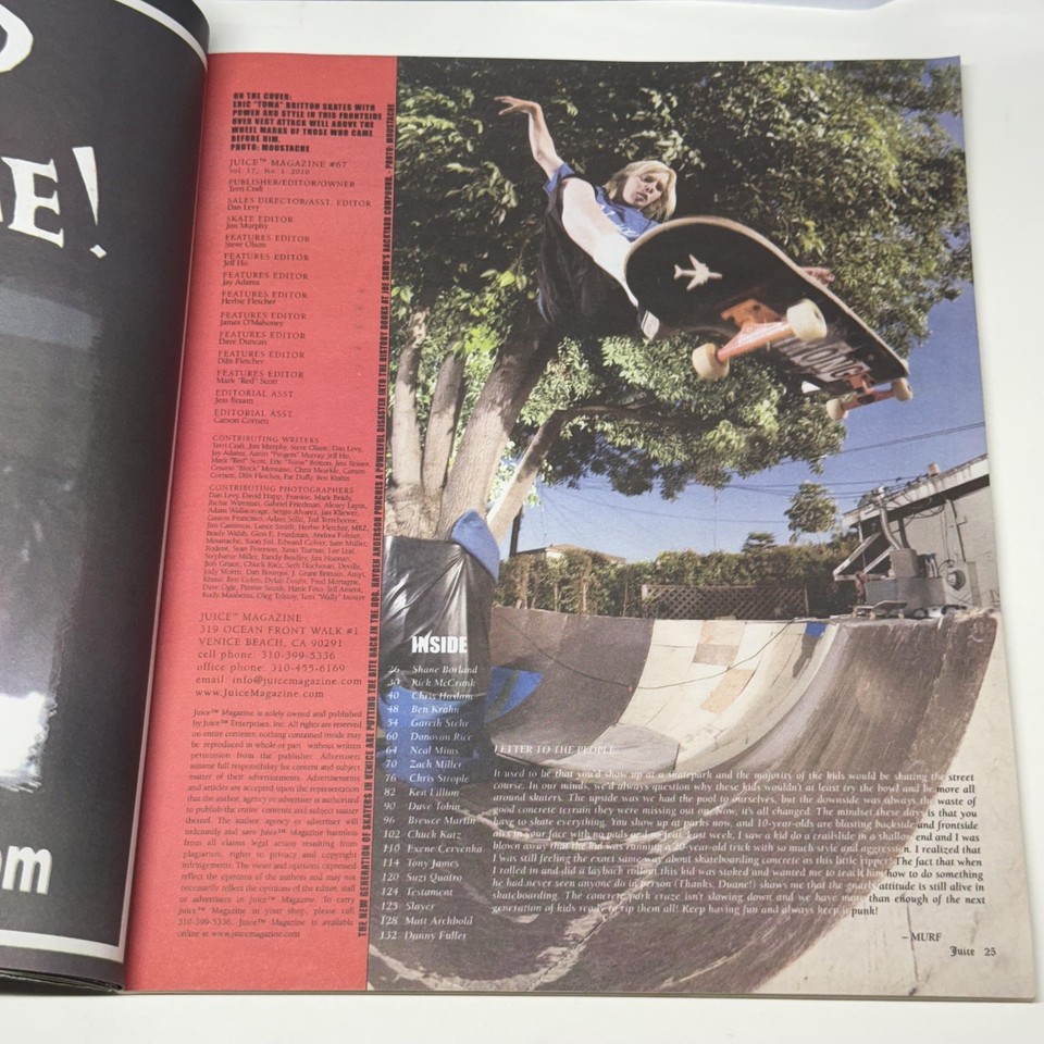 Juice Magazine Issue 67 2010 Pools Pipes Punk Rock Skating Eric Britton ...