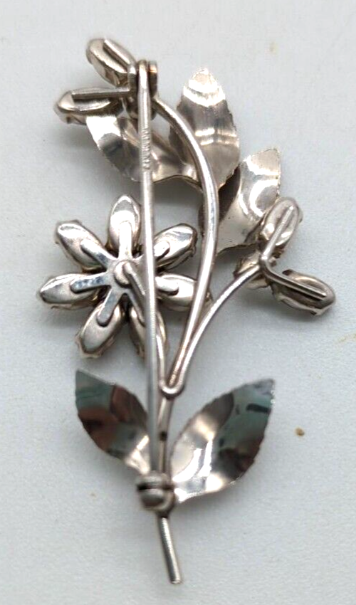 Vintage Krementz 14k Gold Overlay Clear Rhinestones Floral Bouquet ...