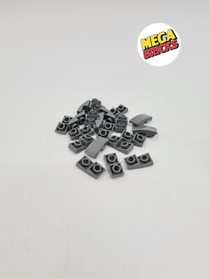 LEGO LOT 20 X PLATE W HALF BOW INV 1X2X2/3 DARK STONE GREY REF 24201 / ...