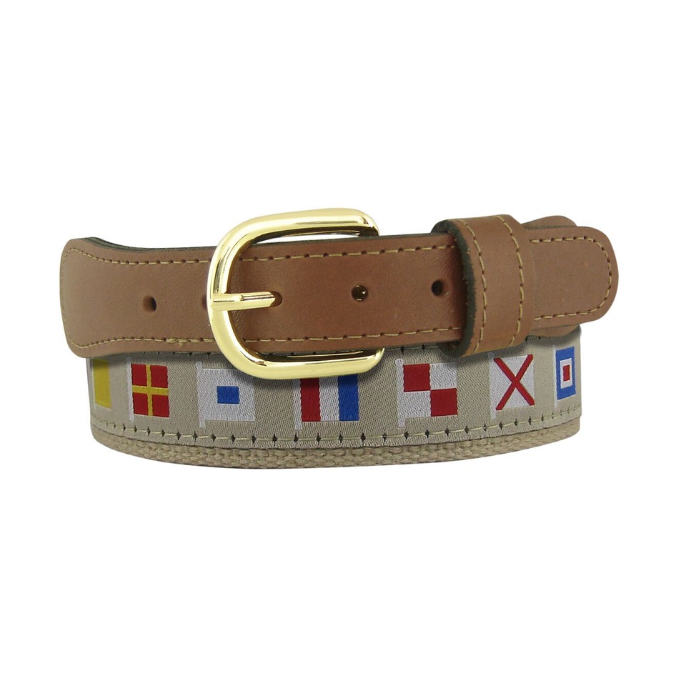 ZEP PRO Nautical Code Flag Belt on Khaki Navy Natural Webbing Premium ...