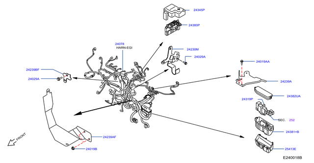 Genuine Nissan Bracket Engine Room Harness 24239-6UB0A for sale online ...