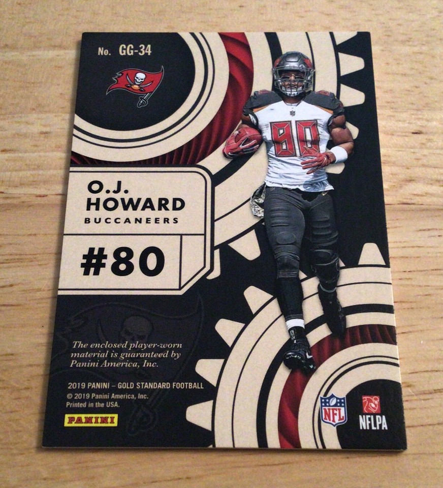 O.J. Howard Gold Gear Jersey /199 2019 Gold Standard # GG-34 Buccaneers ...