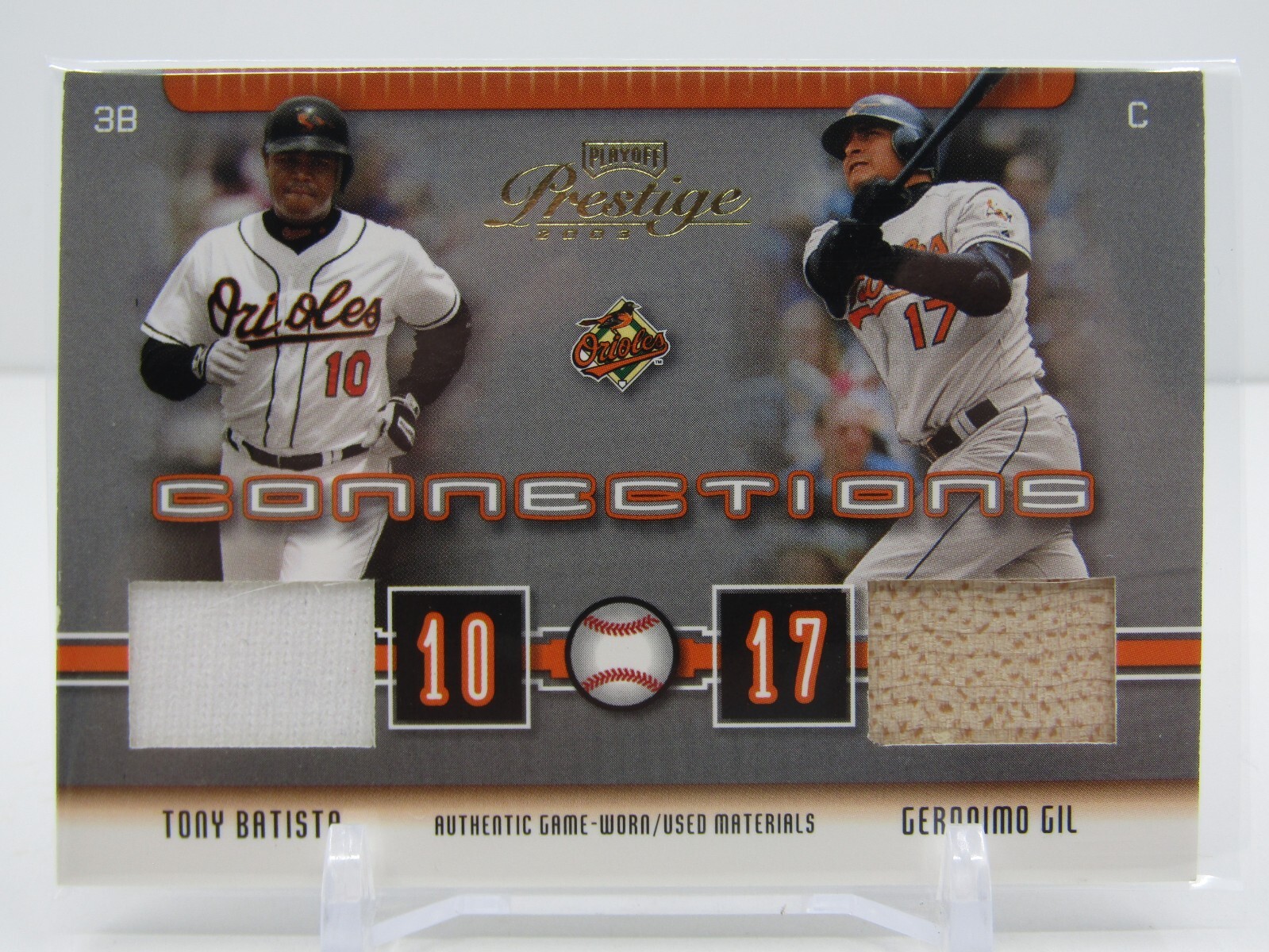 TONY BATISTA/ GERONIMO GIL 2003 PRESTIGE DUAL GAME-USED PATCH #357/400 ...