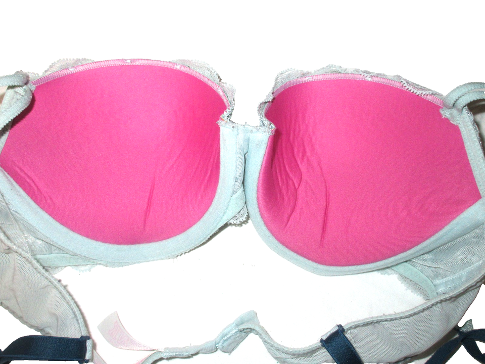 VICTORIA'S SECRET PINK Blue Lace shimmer metallic bra 34B | eBay
