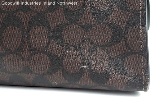 COACH C4075 Tatum Carryall Signature Coated Canvas Brown/Black Satchel ...